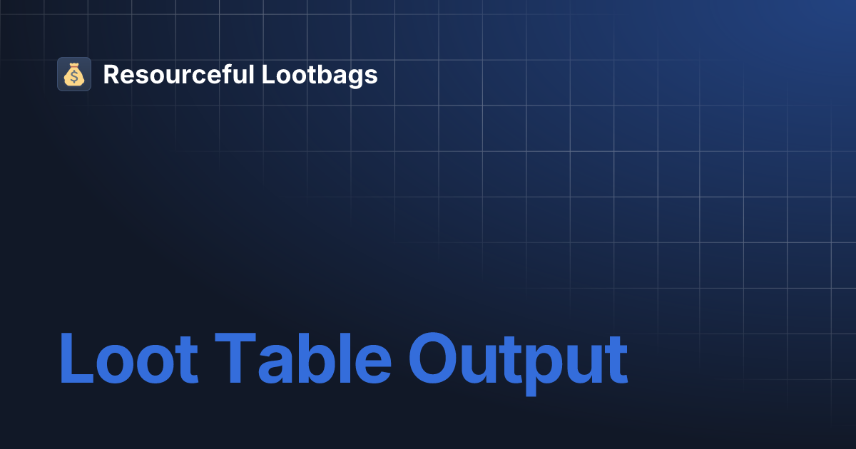Loot Table Output | Resourceful Lootbags